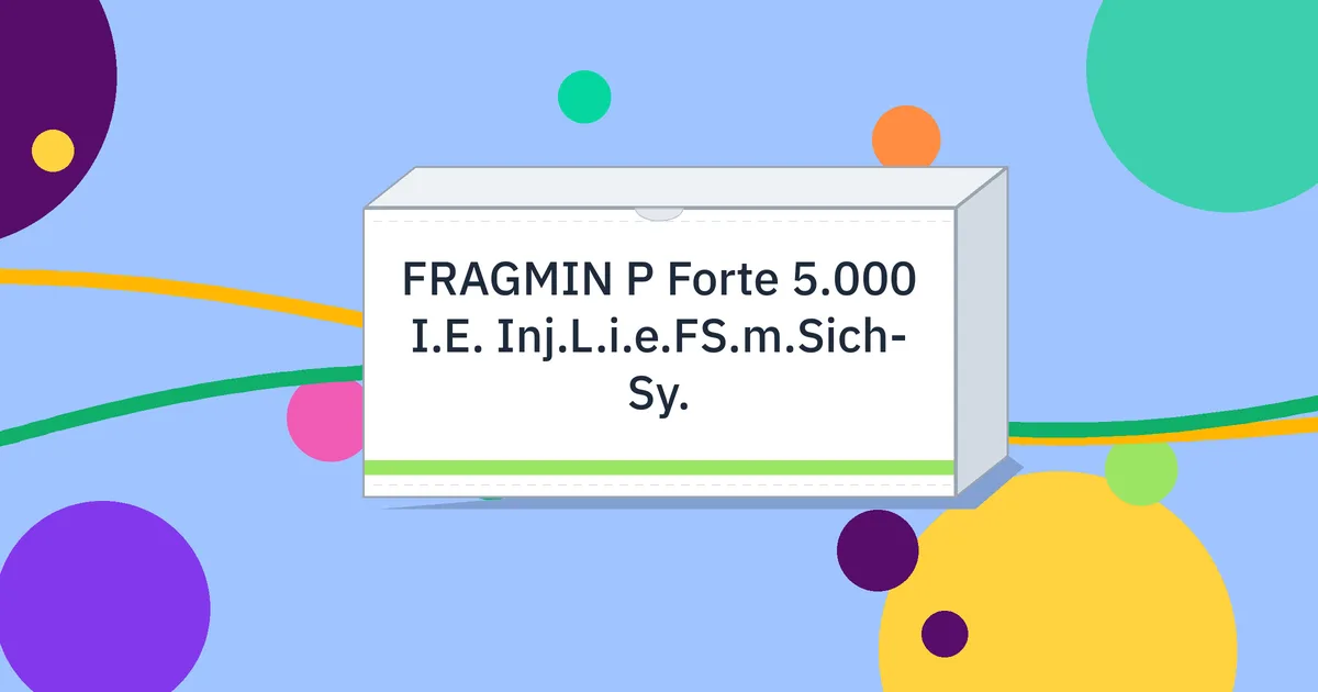 Symbolbild: Packung mit der Aufschrift FRAGMIN P Forte 5.000 I.E. Inj.L.i.e.FS.m.Sich-Sy. (PZN 16945317) – Verfügbarkeit und Bezug in Apotheken in Frankfurt am Main