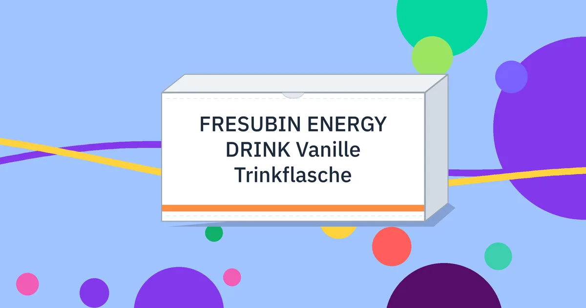 Symbolbild: Packung mit der Aufschrift FRESUBIN ENERGY DRINK Vanille Trinkflasche (PZN 07288079) – Verfügbarkeit und Bezug in Apotheken in Frankfurt am Main