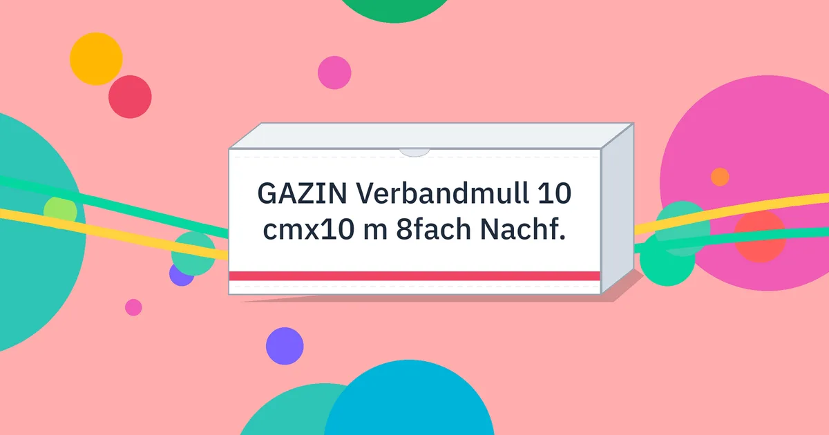 Symbolbild: Packung mit der Aufschrift GAZIN Verbandmull 10 cmx10 m 8fach Nachf. (PZN 15998091) – Verfügbarkeit und Bezug in Apotheken in Frankfurt am Main