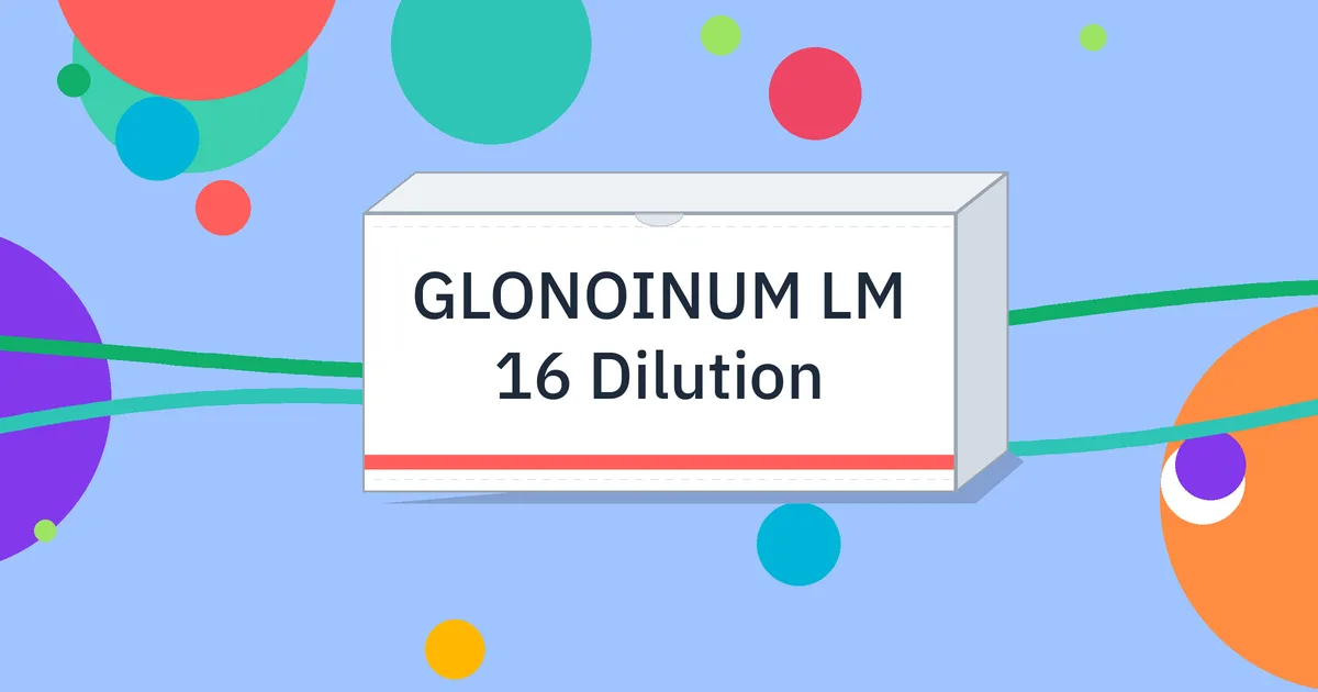 Symbolbild: Packung mit der Aufschrift GLONOINUM LM 16 Dilution (PZN 12879026) – Verfügbarkeit und Bezug in Apotheken in Frankfurt am Main