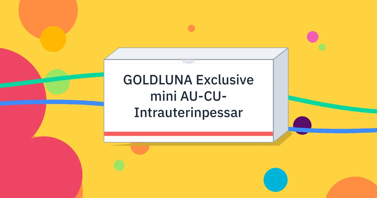 Symbolbild: Packung mit der Aufschrift GOLDLUNA Exclusive mini AU-CU-Intrauterinpessar (PZN 16321539) – Verfügbarkeit und Bezug in Apotheken in Frankfurt am Main