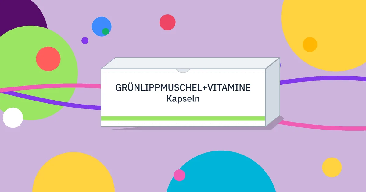 Symbolbild: Packung mit der Aufschrift GRÜNLIPPMUSCHEL+VITAMINE Kapseln (PZN 10108052) – Verfügbarkeit und Bezug in Apotheken in Frankfurt am Main
