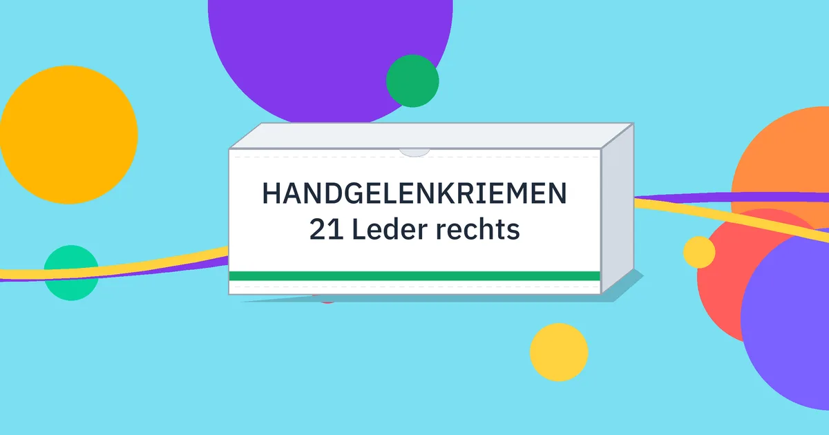 Symbolbild: Packung mit der Aufschrift HANDGELENKRIEMEN 21 Leder rechts (PZN 01727678) – Verfügbarkeit und Bezug in Apotheken in Frankfurt am Main