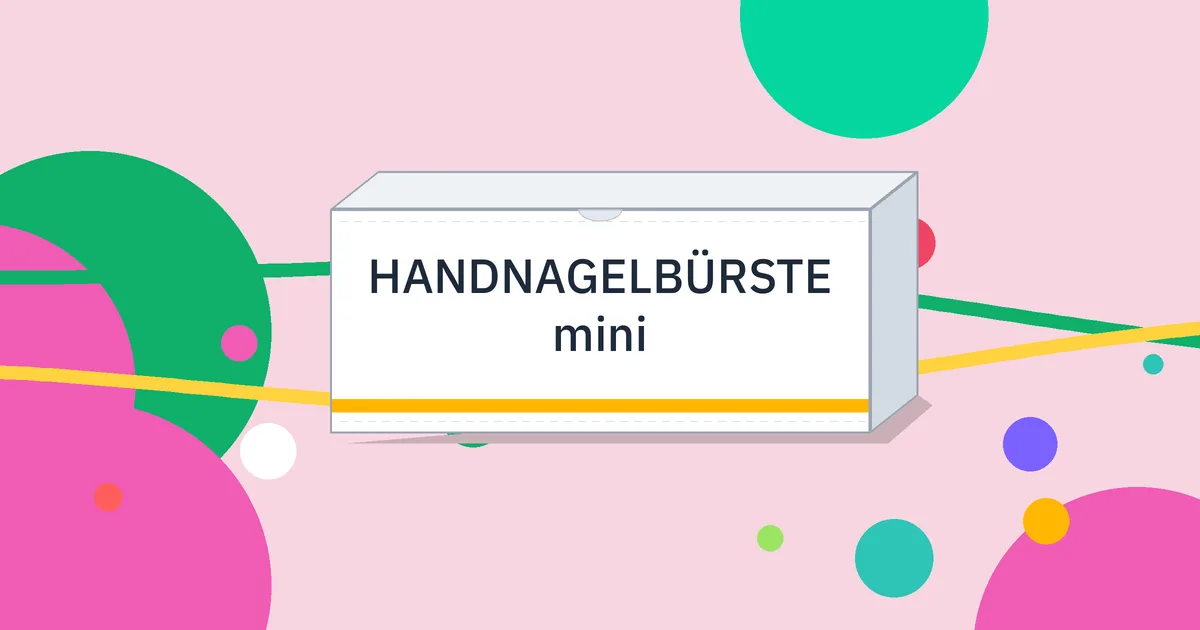 Symbolbild: Packung mit der Aufschrift HANDNAGELBÜRSTE mini (PZN 17289766) – Verfügbarkeit und Bezug in Apotheken in Frankfurt am Main