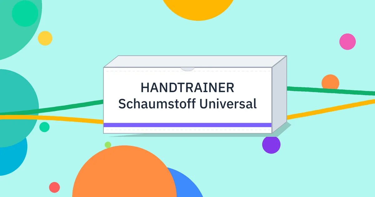 Symbolbild: Packung mit der Aufschrift HANDTRAINER Schaumstoff Universal (PZN 05466737) – Verfügbarkeit und Bezug in Apotheken in Frankfurt am Main