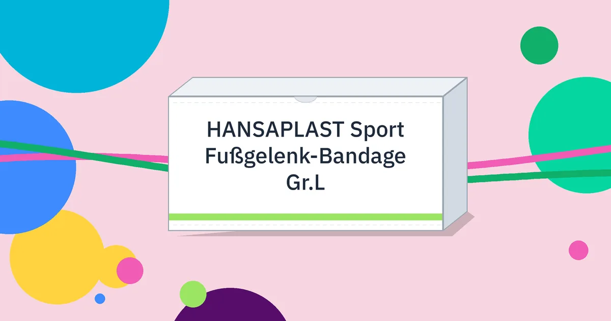 Symbolbild: Packung mit der Aufschrift HANSAPLAST Sport Fußgelenk-Bandage Gr.L (PZN 15822989) – Verfügbarkeit und Bezug in Apotheken in Frankfurt am Main