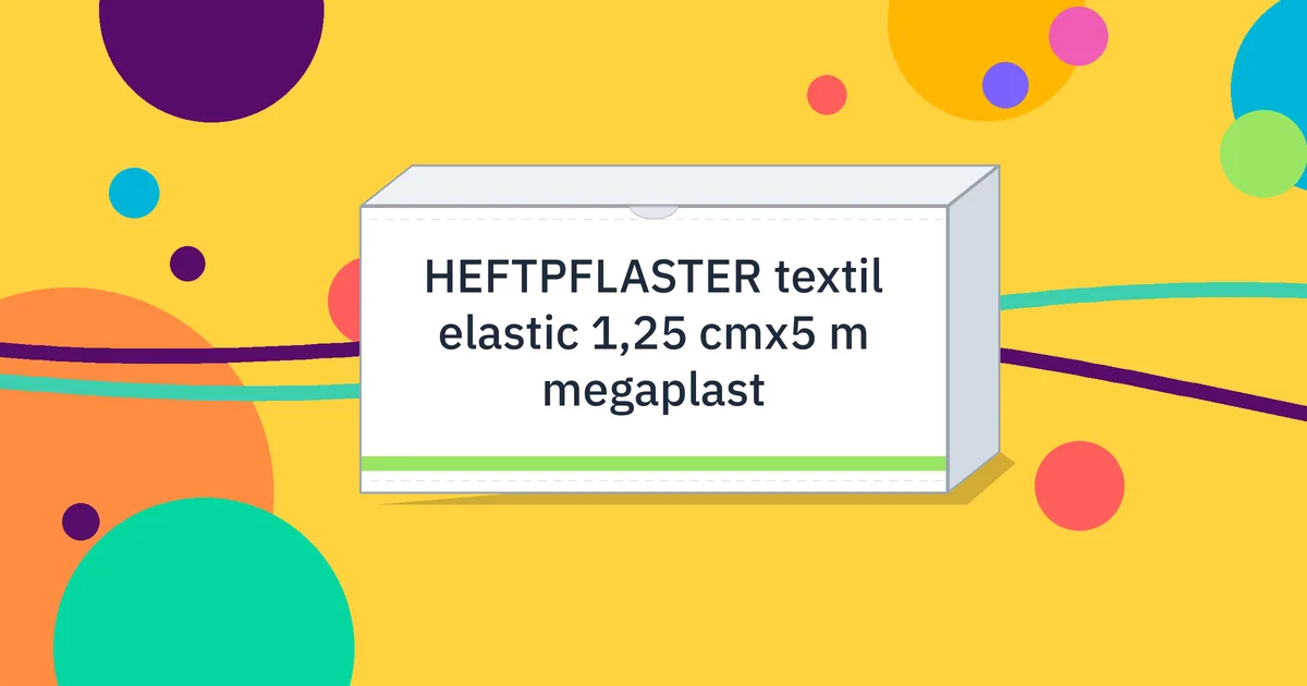 Symbolbild: Packung mit der Aufschrift HEFTPFLASTER textil elastic 1,25 cmx5 m megaplast (PZN 16500791) – Verfügbarkeit und Bezug in Apotheken in Frankfurt am Main