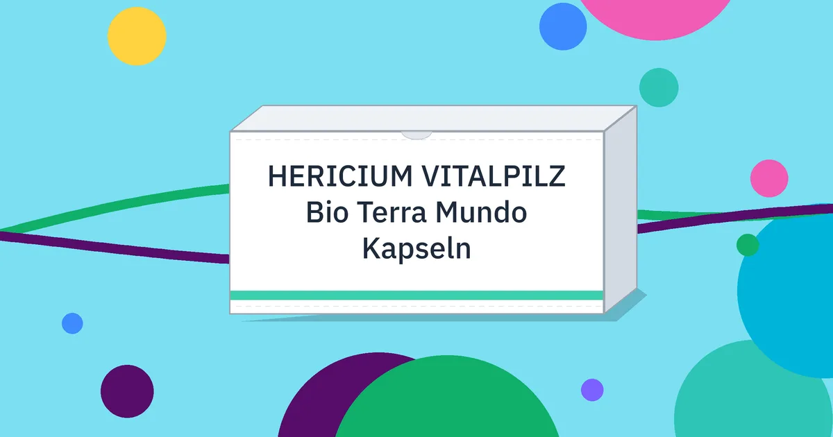 Symbolbild: Packung mit der Aufschrift HERICIUM VITALPILZ Bio Terra Mundo Kapseln (PZN 07591731) – Verfügbarkeit und Bezug in Apotheken in Frankfurt am Main