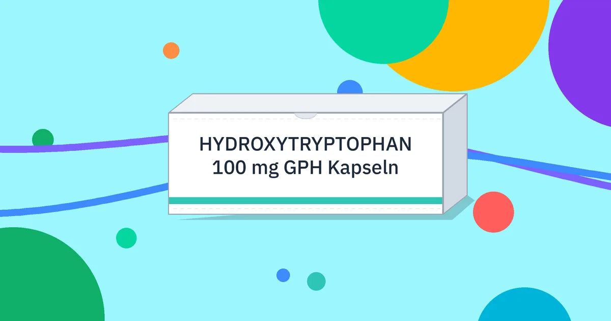 Symbolbild: Packung mit der Aufschrift HYDROXYTRYPTOPHAN 100 mg GPH Kapseln (PZN 15614251) – Verfügbarkeit und Bezug in Apotheken in Frankfurt am Main