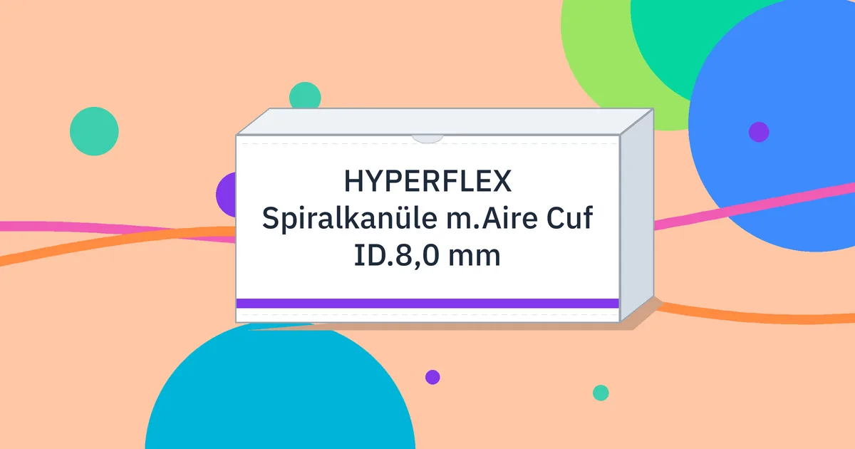 Symbolbild: Packung mit der Aufschrift HYPERFLEX Spiralkanüle m.Aire Cuf ID.8,0 mm (PZN 06827077) – Verfügbarkeit und Bezug in Apotheken in Frankfurt am Main