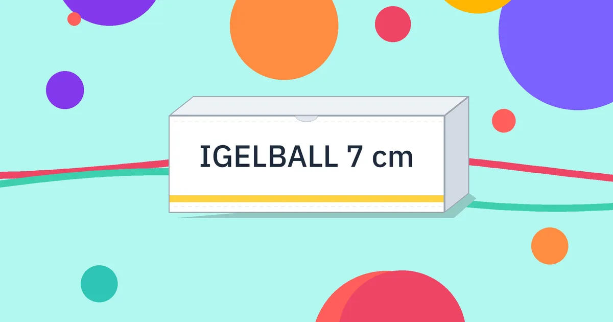 Symbolbild: Packung mit der Aufschrift IGELBALL 7 cm (PZN 10997744) – Verfügbarkeit und Bezug in Apotheken in Frankfurt am Main