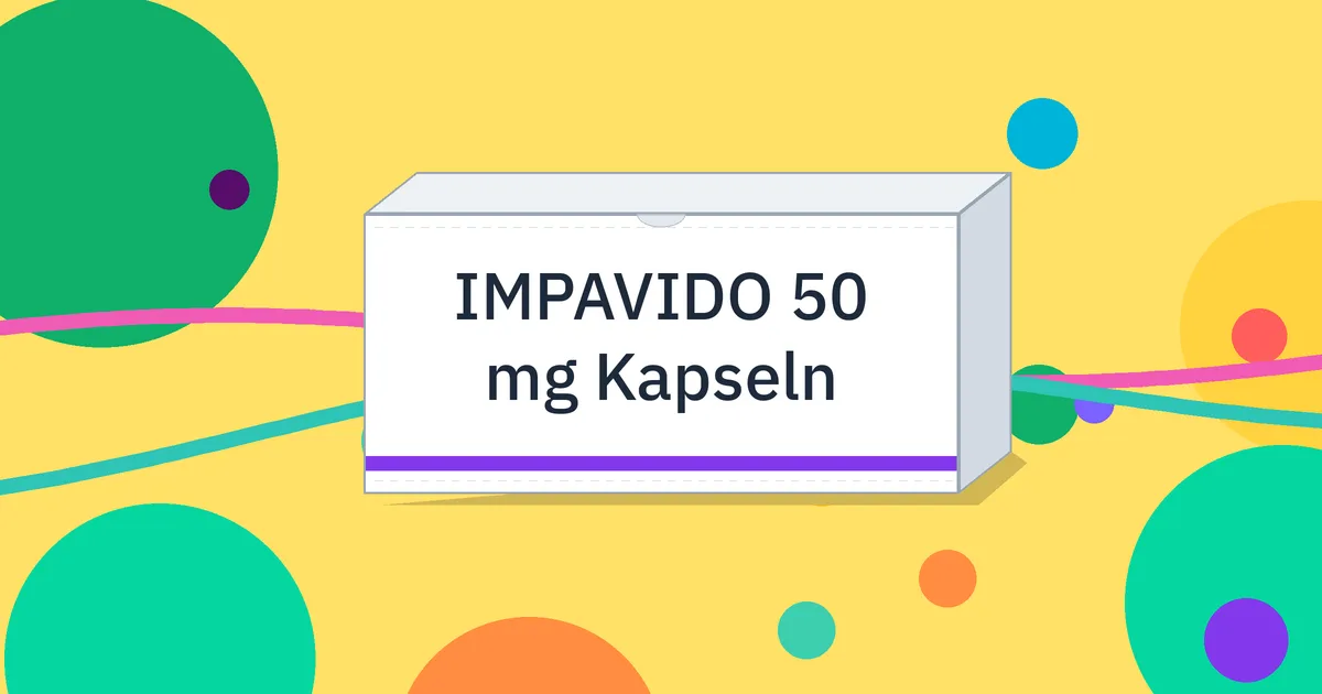 Symbolbild: Packung mit der Aufschrift IMPAVIDO 50 mg Kapseln (PZN 06107443) – Verfügbarkeit und Bezug in Apotheken in Frankfurt am Main