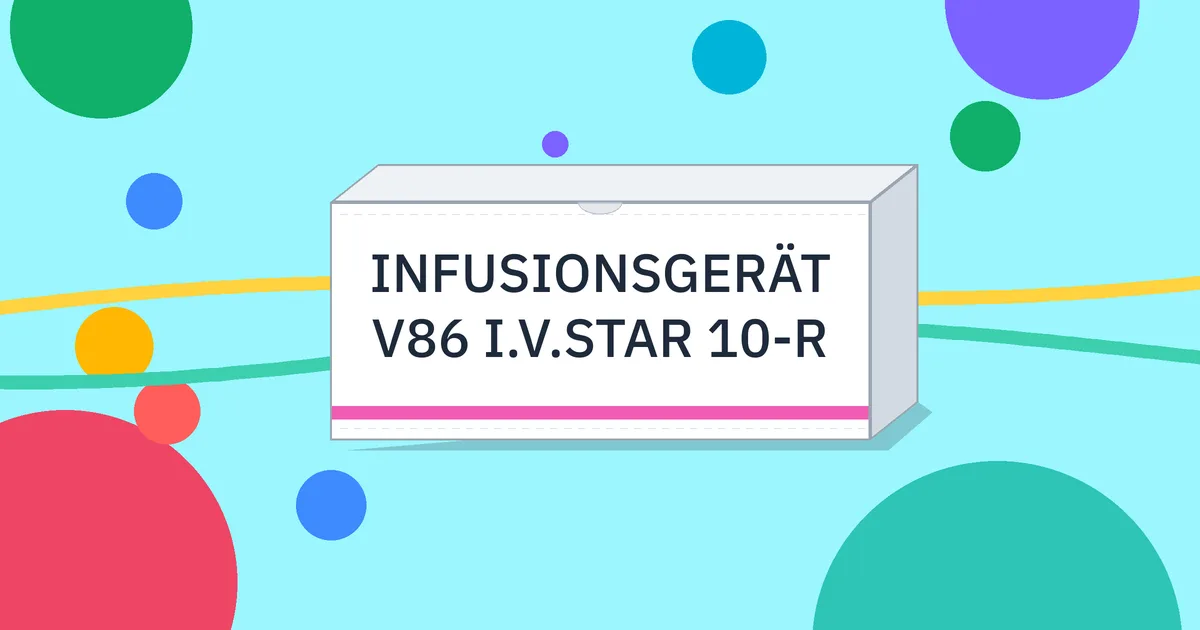 Symbolbild: Packung mit der Aufschrift INFUSIONSGERÄT V86 I.V.STAR 10-R (PZN 11216140) – Verfügbarkeit und Bezug in Apotheken in Frankfurt am Main