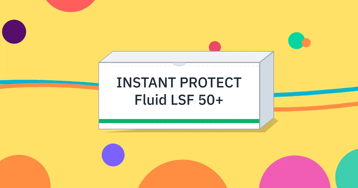 Symbolbild: Packung mit der Aufschrift INSTANT PROTECT Fluid LSF 50+ (PZN 11351464) – Verfügbarkeit und Bezug in Apotheken in Frankfurt am Main