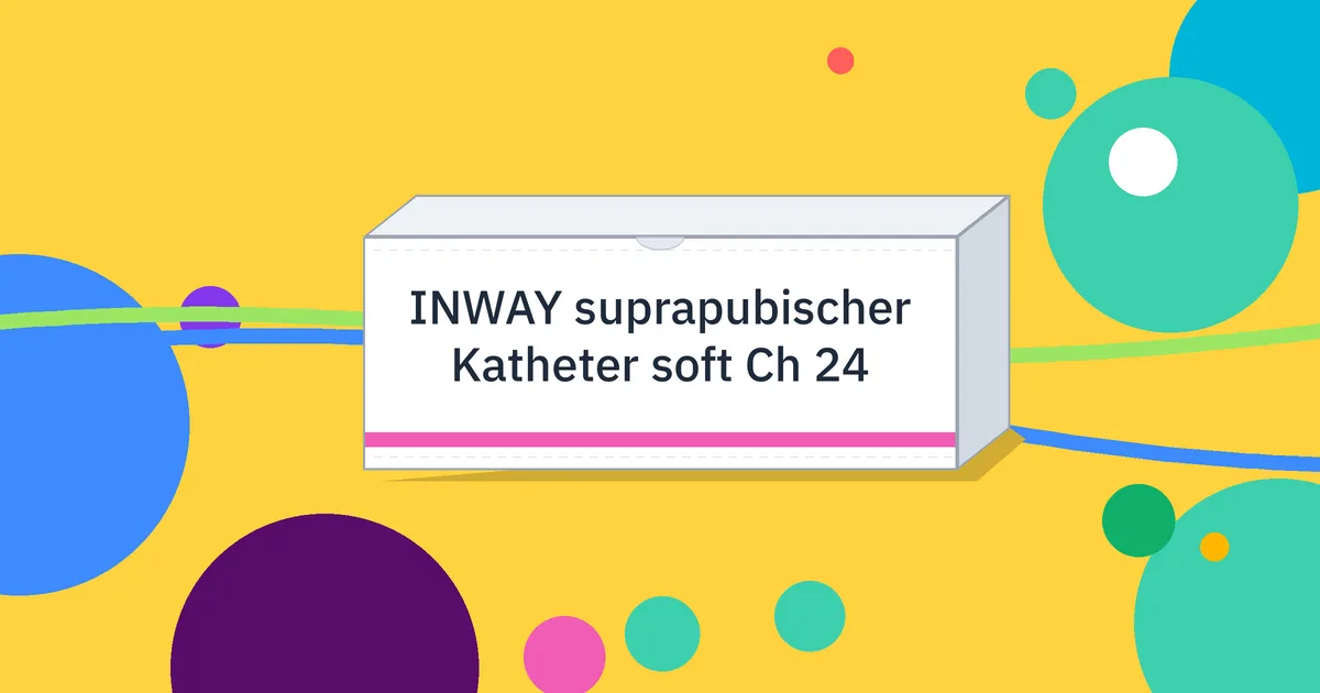 Symbolbild: Packung mit der Aufschrift INWAY suprapubischer Katheter soft Ch 24 (PZN 09736369) – Verfügbarkeit und Bezug in Apotheken in Frankfurt am Main