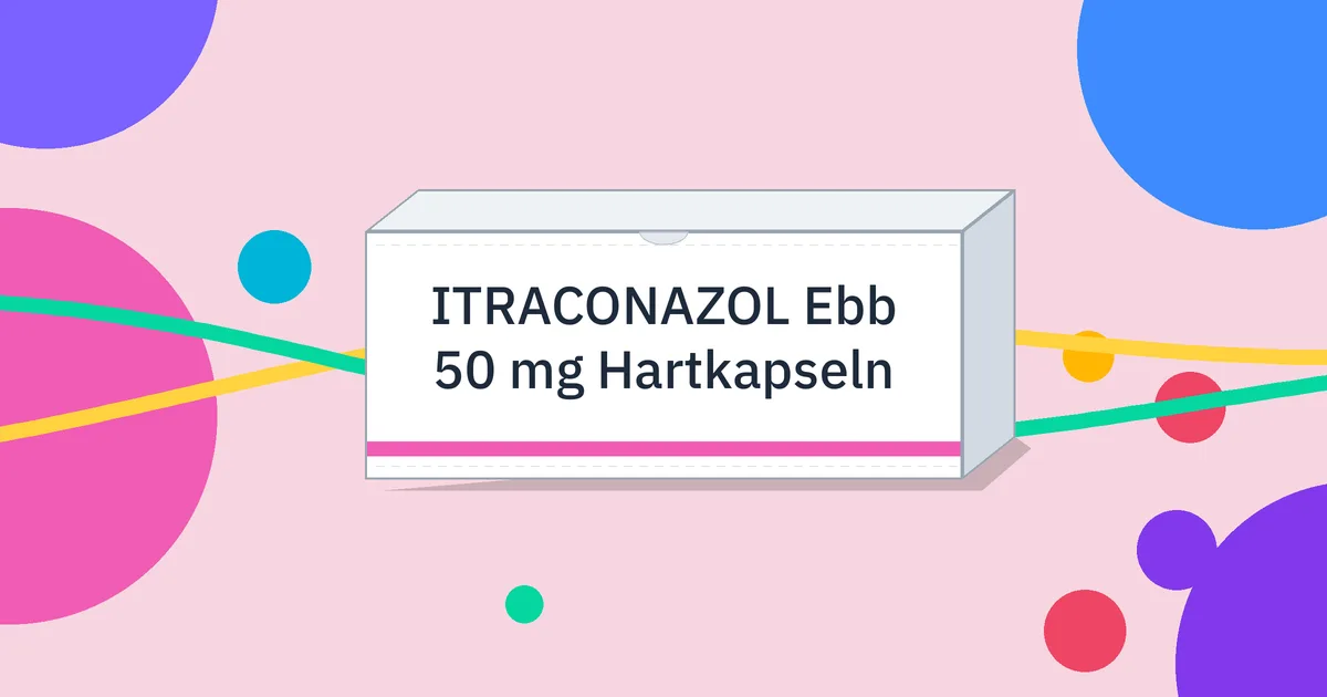 Symbolbild: Packung mit der Aufschrift ITRACONAZOL Ebb 50 mg Hartkapseln (PZN 19979469) – Verfügbarkeit und Bezug in Apotheken in Frankfurt am Main