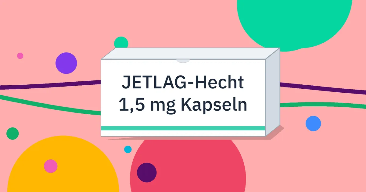 Symbolbild: Packung mit der Aufschrift JETLAG-Hecht 1,5 mg Kapseln (PZN 09919259) – Verfügbarkeit und Bezug in Apotheken in Frankfurt am Main