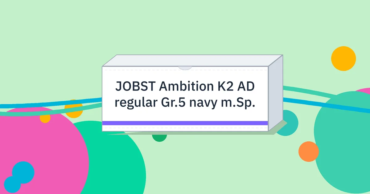 Symbolbild: Packung mit der Aufschrift JOBST Ambition K2 AD regular Gr.5 navy m.Sp. (PZN 11021092) – Verfügbarkeit und Bezug in Apotheken in Frankfurt am Main