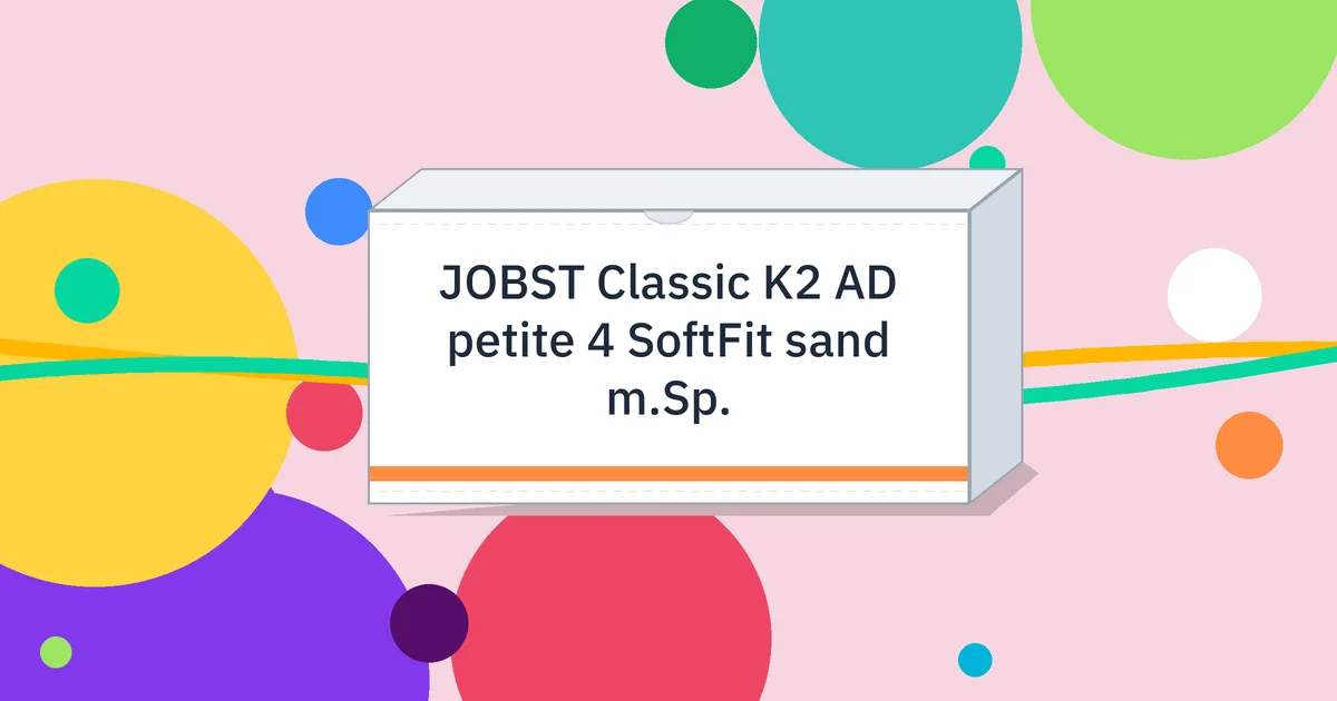 Symbolbild: Packung mit der Aufschrift JOBST Classic K2 AD petite 4 SoftFit sand m.Sp. (PZN 14222804) – Verfügbarkeit und Bezug in Apotheken in Frankfurt am Main
