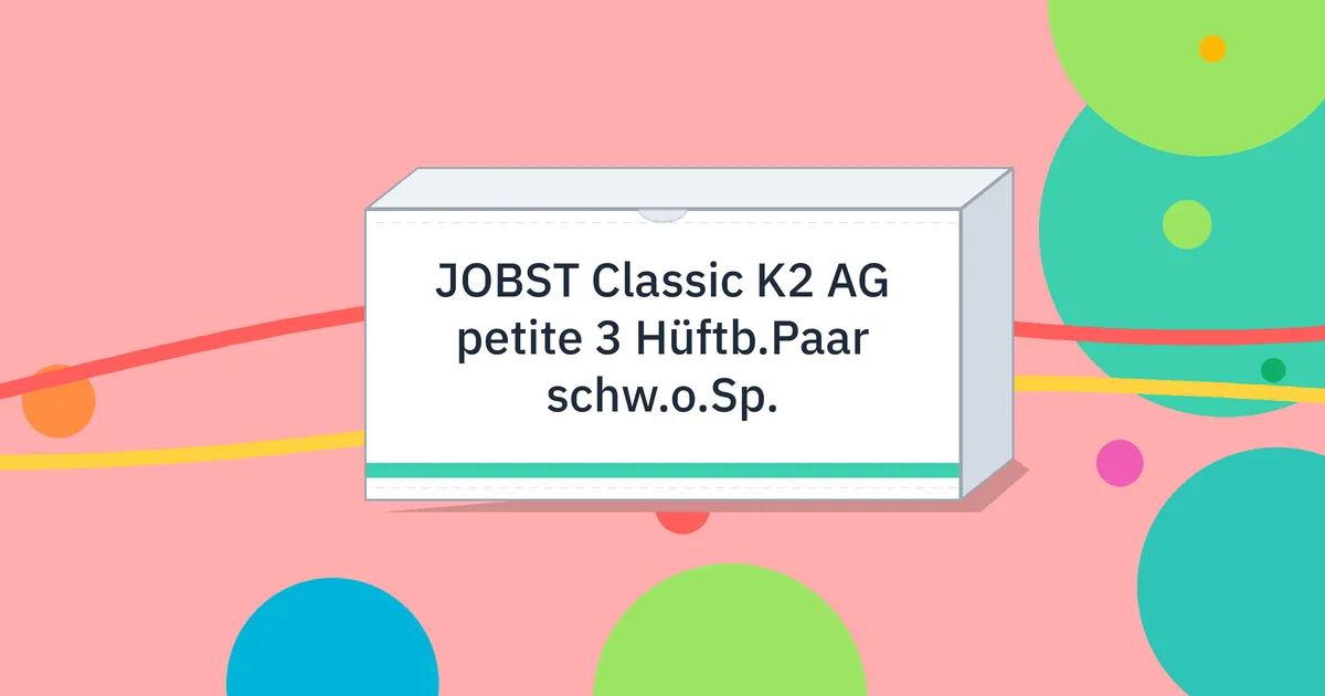 Symbolbild: Packung mit der Aufschrift JOBST Classic K2 AG petite 3 Hüftb.Paar schw.o.Sp. (PZN 13065219) – Verfügbarkeit und Bezug in Apotheken in Frankfurt am Main