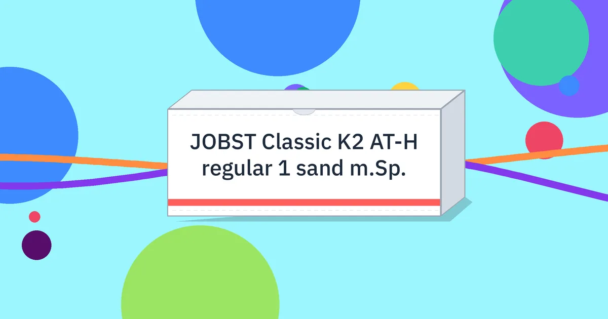 Symbolbild: Packung mit der Aufschrift JOBST Classic K2 AT-H regular 1 sand m.Sp. (PZN 13068726) – Verfügbarkeit und Bezug in Apotheken in Frankfurt am Main