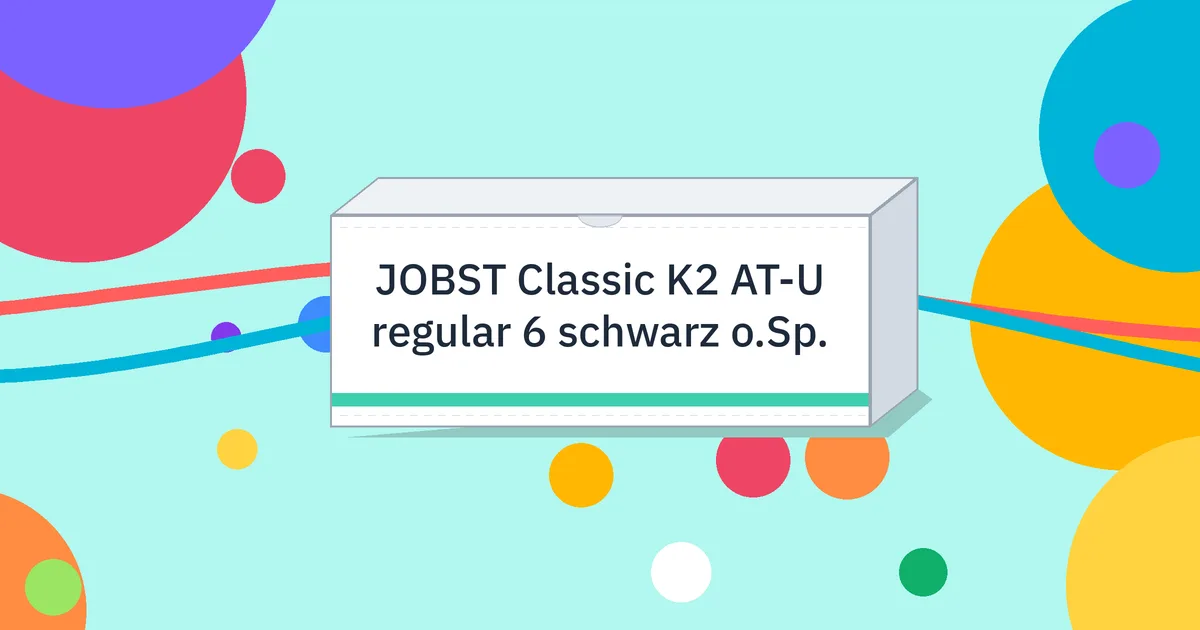 Symbolbild: Packung mit der Aufschrift JOBST Classic K2 AT-U regular 6 schwarz o.Sp. (PZN 13069683) – Verfügbarkeit und Bezug in Apotheken in Frankfurt am Main