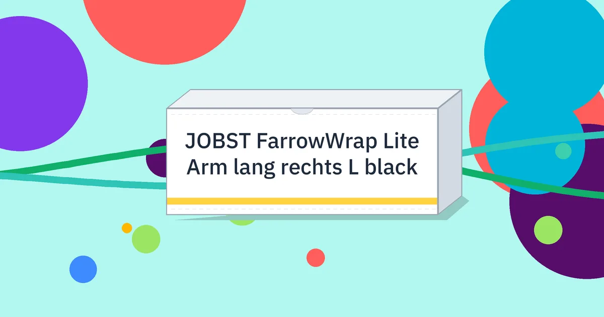 Symbolbild: Packung mit der Aufschrift JOBST FarrowWrap Lite Arm lang rechts L black (PZN 13870346) – Verfügbarkeit und Bezug in Apotheken in Frankfurt am Main