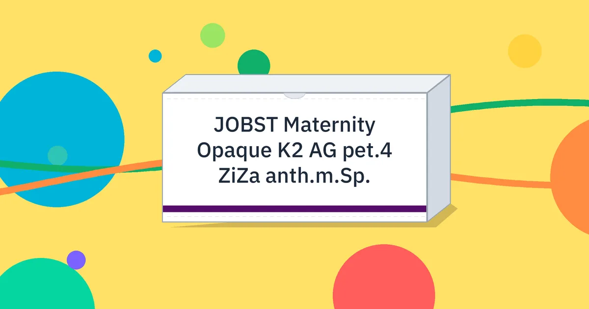 Symbolbild: Packung mit der Aufschrift JOBST Maternity Opaque K2 AG pet.4 ZiZa anth.m.Sp. (PZN 15856155) – Verfügbarkeit und Bezug in Apotheken in Frankfurt am Main