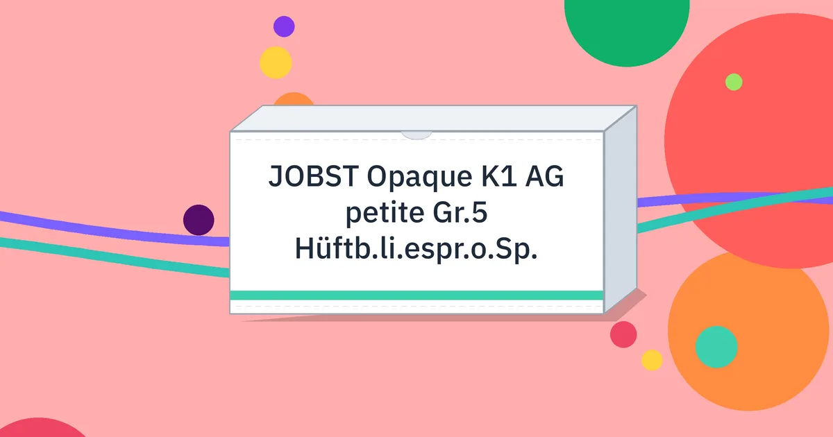 Symbolbild: Packung mit der Aufschrift JOBST Opaque K1 AG petite Gr.5 Hüftb.li.espr.o.Sp. (PZN 16273912) – Verfügbarkeit und Bezug in Apotheken in Frankfurt am Main