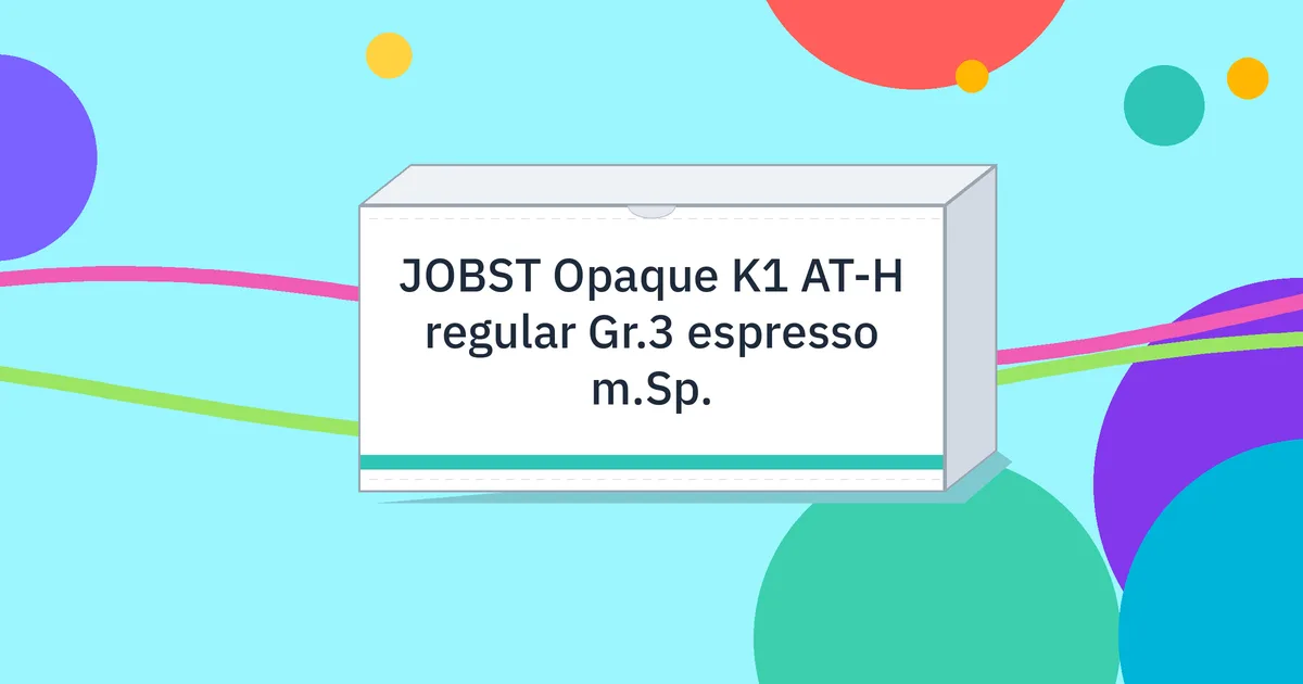 Symbolbild: Packung mit der Aufschrift JOBST Opaque K1 AT-H regular Gr.3 espresso m.Sp. (PZN 16275578) – Verfügbarkeit und Bezug in Apotheken in Frankfurt am Main