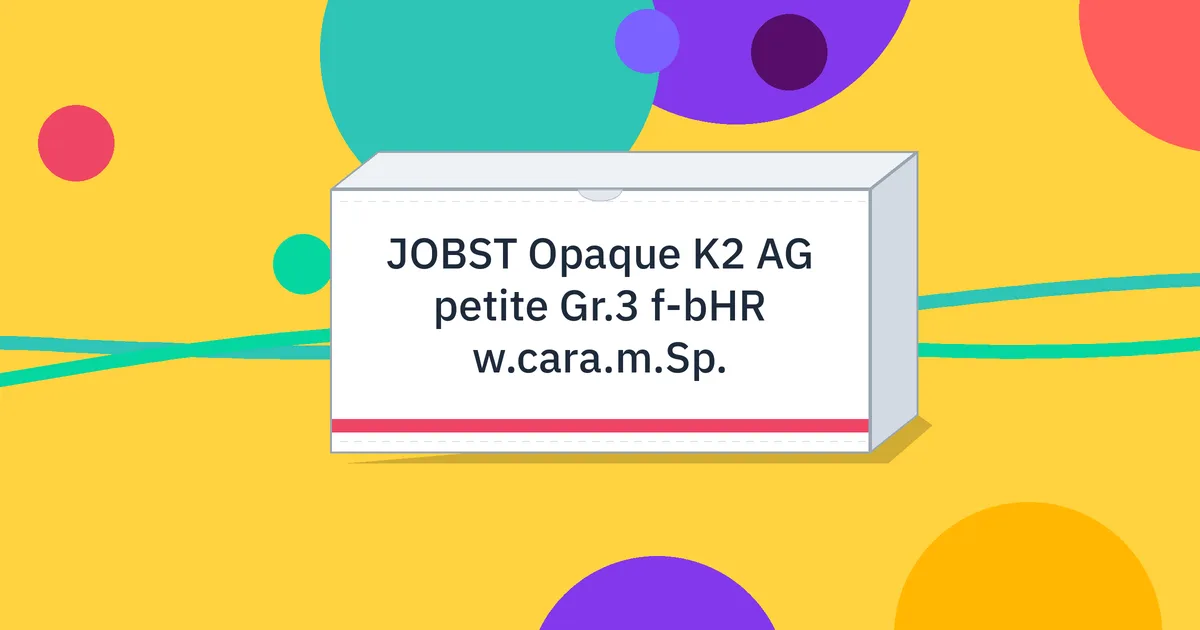 Symbolbild: Packung mit der Aufschrift JOBST Opaque K2 AG petite Gr.3 f-bHR w.cara.m.Sp. (PZN 11255401) – Verfügbarkeit und Bezug in Apotheken in Frankfurt am Main