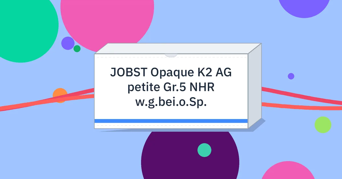 Symbolbild: Packung mit der Aufschrift JOBST Opaque K2 AG petite Gr.5 NHR w.g.bei.o.Sp. (PZN 16284086) – Verfügbarkeit und Bezug in Apotheken in Frankfurt am Main