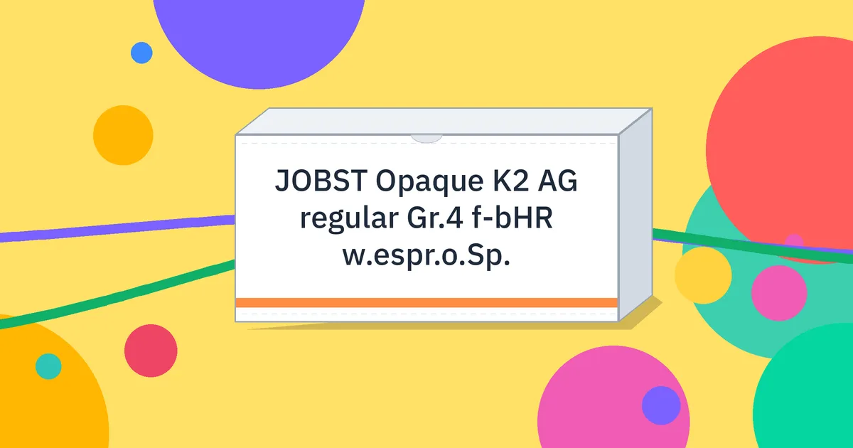 Symbolbild: Packung mit der Aufschrift JOBST Opaque K2 AG regular Gr.4 f-bHR w.espr.o.Sp. (PZN 16282182) – Verfügbarkeit und Bezug in Apotheken in Frankfurt am Main