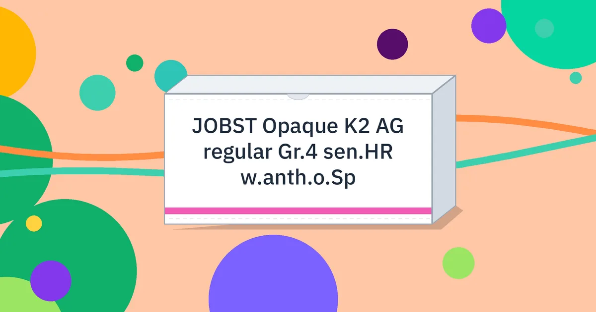 Symbolbild: Packung mit der Aufschrift JOBST Opaque K2 AG regular Gr.4 sen.HR w.anth.o.Sp (PZN 16279837) – Verfügbarkeit und Bezug in Apotheken in Frankfurt am Main