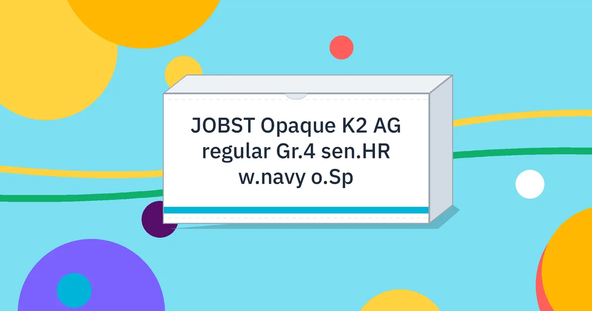 Symbolbild: Packung mit der Aufschrift JOBST Opaque K2 AG regular Gr.4 sen.HR w.navy o.Sp (PZN 13112947) – Verfügbarkeit und Bezug in Apotheken in Frankfurt am Main