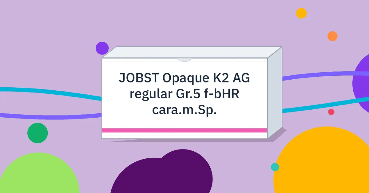 Symbolbild: Packung mit der Aufschrift JOBST Opaque K2 AG regular Gr.5 f-bHR cara.m.Sp. (PZN 11252360) – Verfügbarkeit und Bezug in Apotheken in Frankfurt am Main