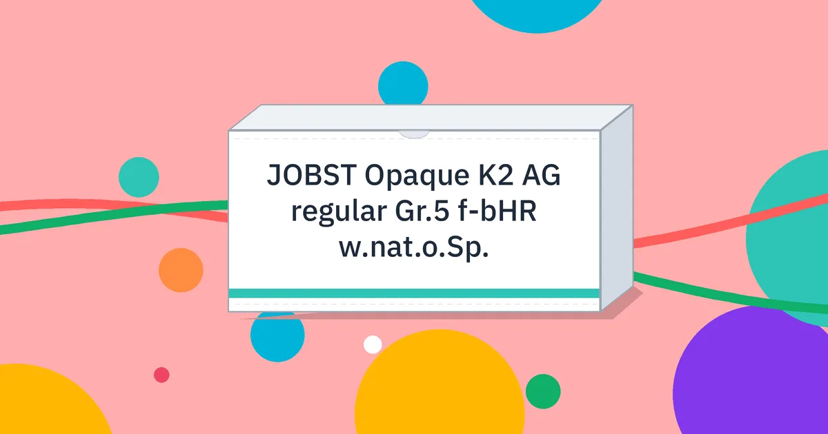 Symbolbild: Packung mit der Aufschrift JOBST Opaque K2 AG regular Gr.5 f-bHR w.nat.o.Sp. (PZN 11253218) – Verfügbarkeit und Bezug in Apotheken in Frankfurt am Main