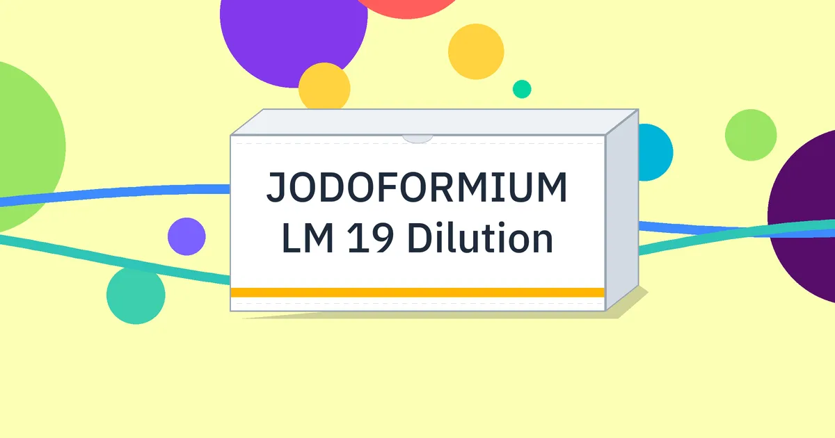 Symbolbild: Packung mit der Aufschrift JODOFORMIUM LM 19 Dilution (PZN 13563319) – Verfügbarkeit und Bezug in Apotheken in Frankfurt am Main