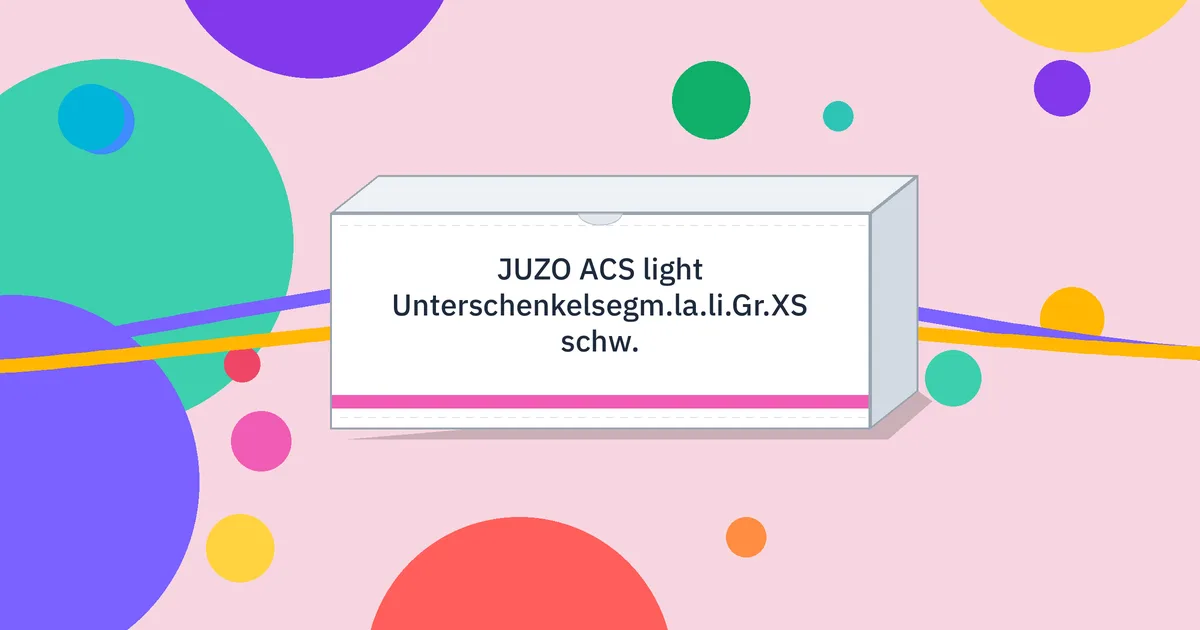 Symbolbild: Packung mit der Aufschrift JUZO ACS light Unterschenkelsegm.la.li.Gr.XS schw. (PZN 13575759) – Verfügbarkeit und Bezug in Apotheken in Frankfurt am Main