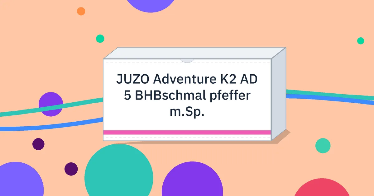 Symbolbild: Packung mit der Aufschrift JUZO Adventure K2 AD 5 BHBschmal pfeffer m.Sp. (PZN 15497058) – Verfügbarkeit und Bezug in Apotheken in Frankfurt am Main