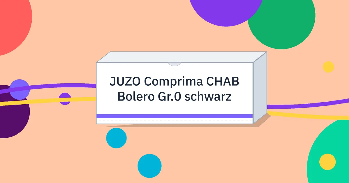 Symbolbild: Packung mit der Aufschrift JUZO Comprima CHAB Bolero Gr.0 schwarz (PZN 20781985) – Verfügbarkeit und Bezug in Apotheken in Frankfurt am Main