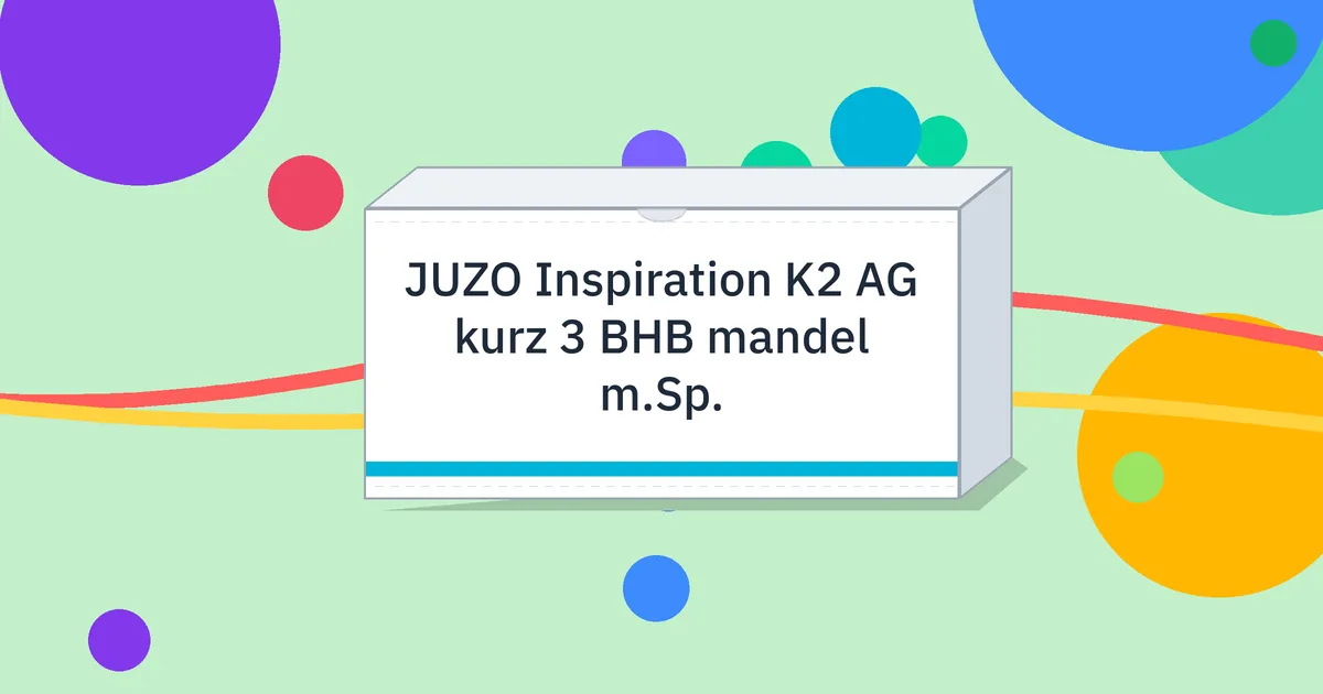 Symbolbild: Packung mit der Aufschrift JUZO Inspiration K2 AG kurz 3 BHB mandel m.Sp. (PZN 14834312) – Verfügbarkeit und Bezug in Apotheken in Frankfurt am Main