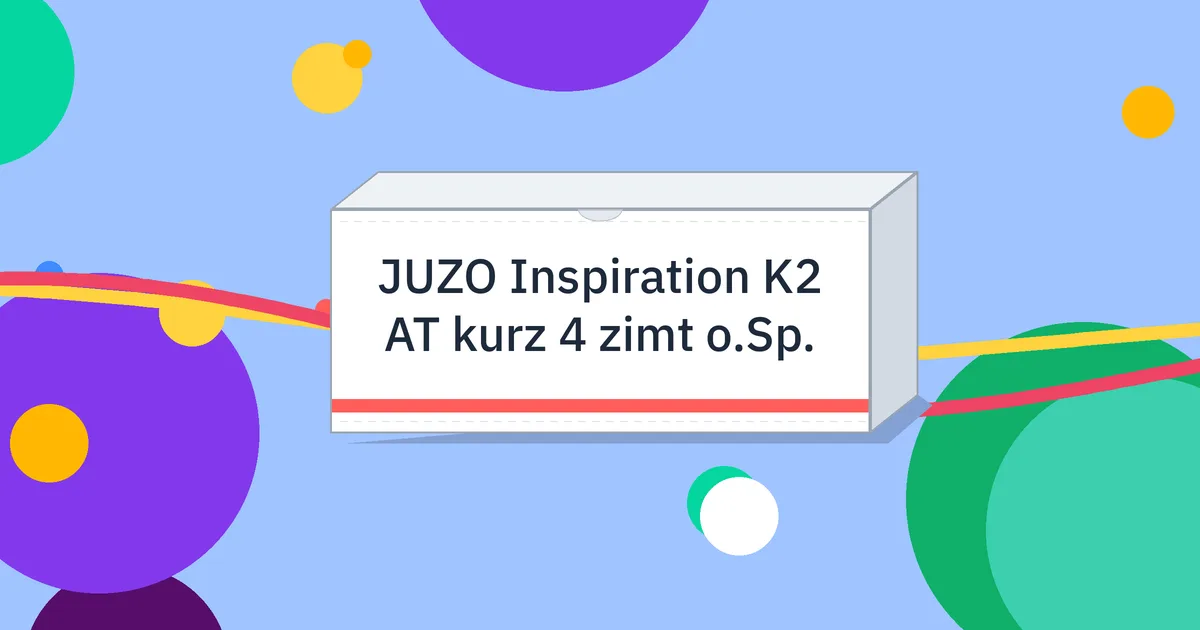 Symbolbild: Packung mit der Aufschrift JUZO Inspiration K2 AT kurz 4 zimt o.Sp. (PZN 14931274) – Verfügbarkeit und Bezug in Apotheken in Frankfurt am Main