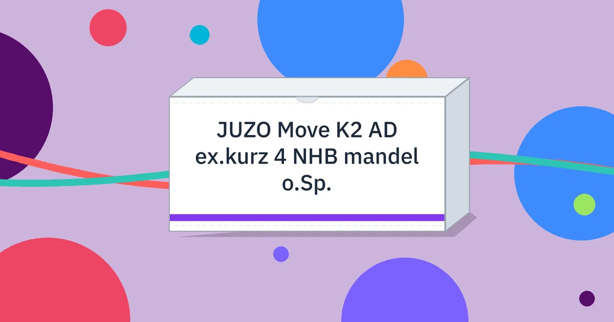 Symbolbild: Packung mit der Aufschrift JUZO Move K2 AD ex.kurz 4 NHB mandel o.Sp. (PZN 16341565) – Verfügbarkeit und Bezug in Apotheken in Frankfurt am Main