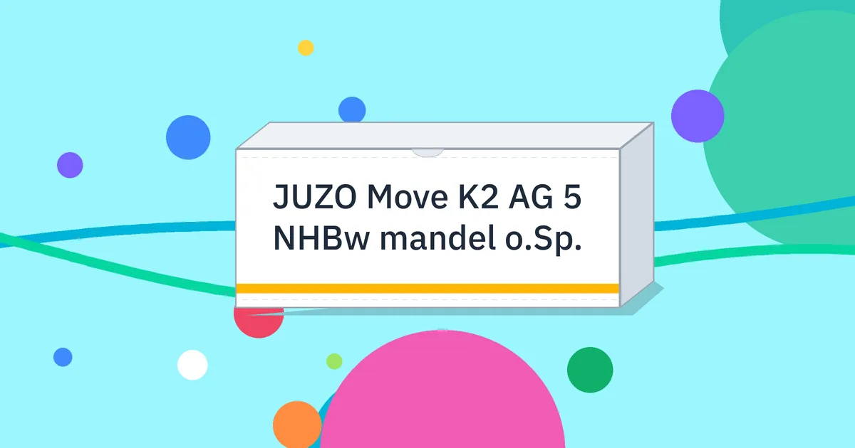 Symbolbild: Packung mit der Aufschrift JUZO Move K2 AG 5 NHBw mandel o.Sp. (PZN 16641267) – Verfügbarkeit und Bezug in Apotheken in Frankfurt am Main