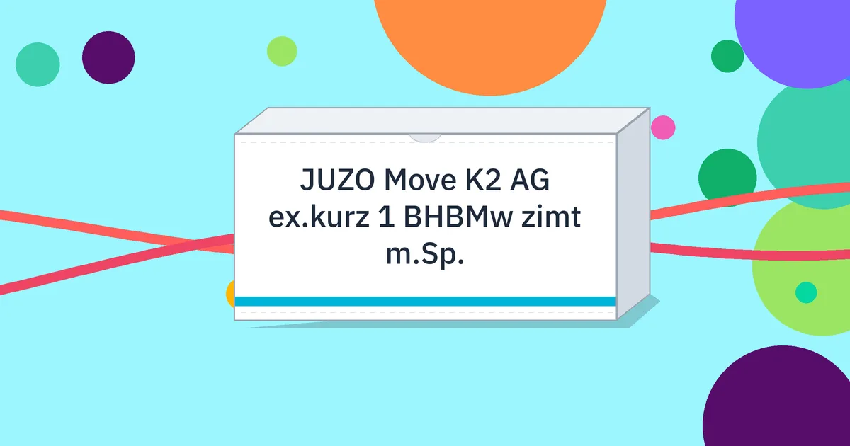 Symbolbild: Packung mit der Aufschrift JUZO Move K2 AG ex.kurz 1 BHBMw zimt m.Sp. (PZN 18532737) – Verfügbarkeit und Bezug in Apotheken in Frankfurt am Main
