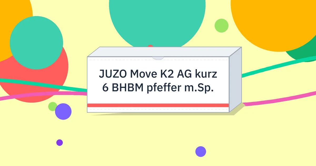 Symbolbild: Packung mit der Aufschrift JUZO Move K2 AG kurz 6 BHBM pfeffer m.Sp. (PZN 16647761) – Verfügbarkeit und Bezug in Apotheken in Frankfurt am Main