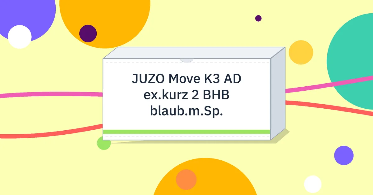Symbolbild: Packung mit der Aufschrift JUZO Move K3 AD ex.kurz 2 BHB blaub.m.Sp. (PZN 18573570) – Verfügbarkeit und Bezug in Apotheken in Frankfurt am Main