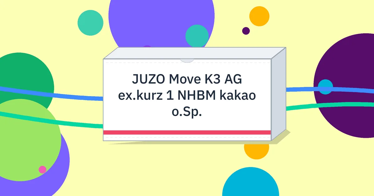 Symbolbild: Packung mit der Aufschrift JUZO Move K3 AG ex.kurz 1 NHBM kakao o.Sp. (PZN 18596594) – Verfügbarkeit und Bezug in Apotheken in Frankfurt am Main