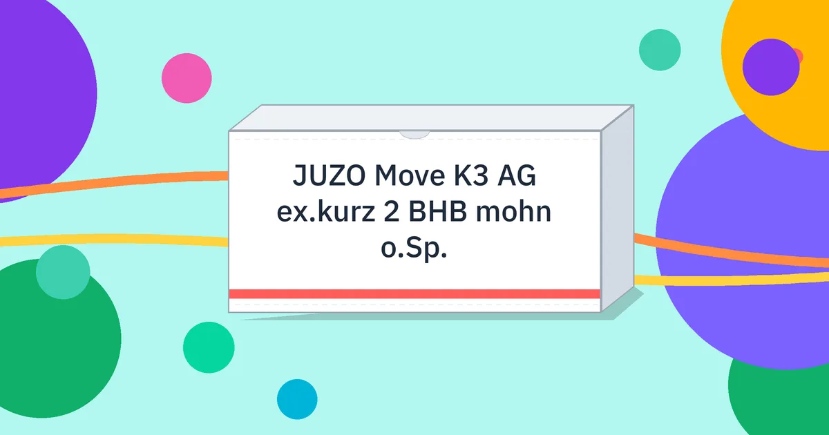 Symbolbild: Packung mit der Aufschrift JUZO Move K3 AG ex.kurz 2 BHB mohn o.Sp. (PZN 18597412) – Verfügbarkeit und Bezug in Apotheken in Frankfurt am Main